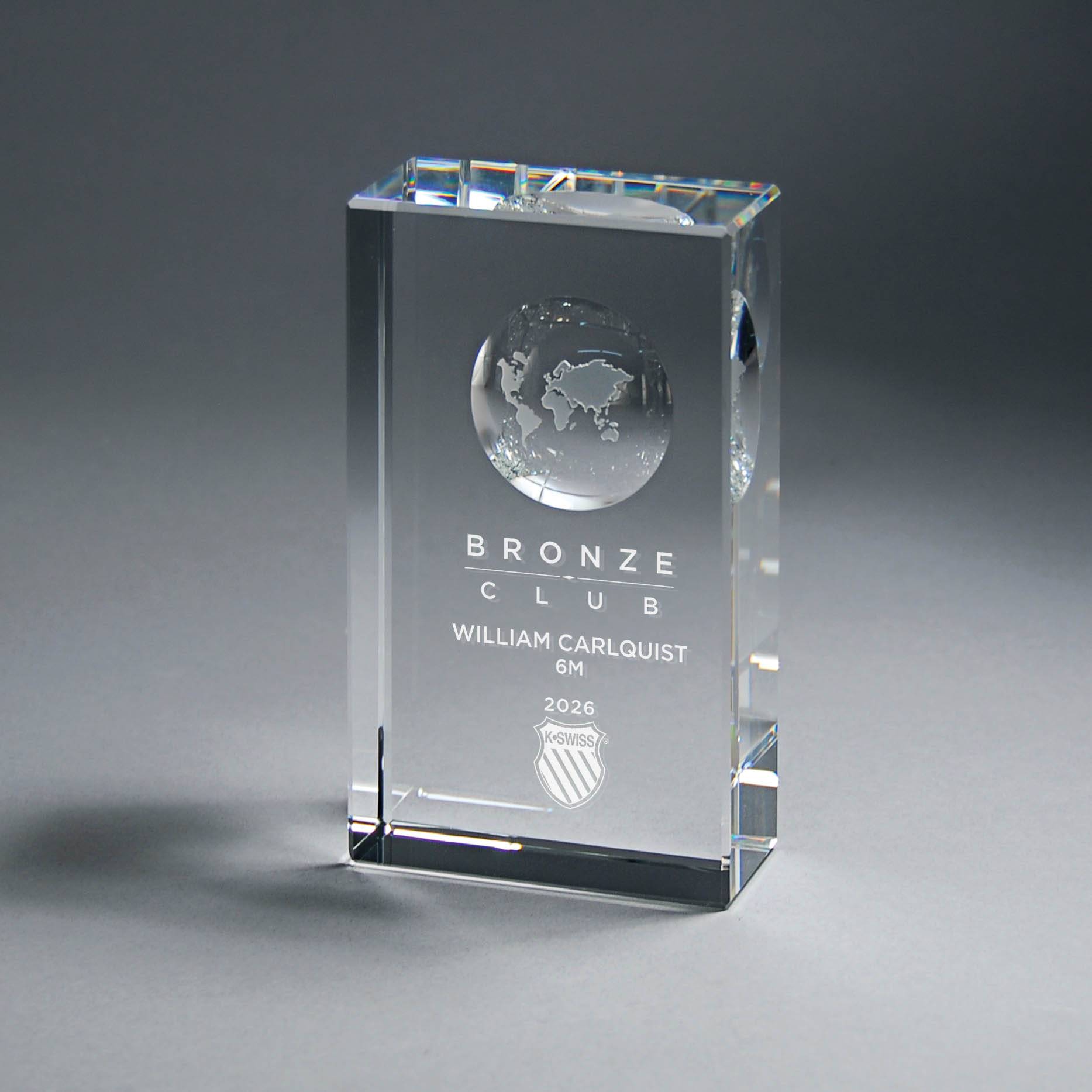 PACESETTER AWARDS | GM755A — Crystal Tablet with Globe, Small | Free Setups