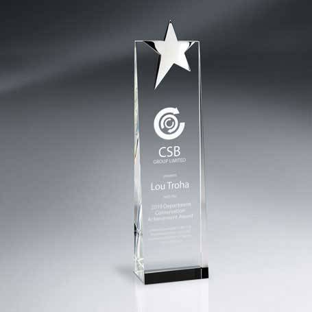 PACESETTER AWARDS | GM562C — Silver Star Topped Optic Crystal Tower ...